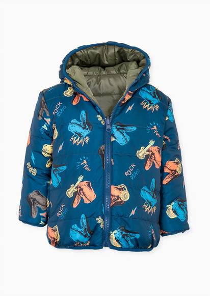 LOSAN | Jackets & Coats | New Losan Boys Reversible Dino Puffer Jacket In Navy Bluearmy Green ...